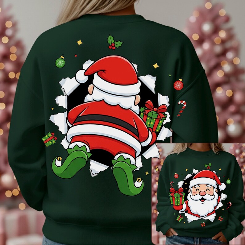 Funny Christmas Santa Front and Back PNG, Xmas Design (digital Download ...