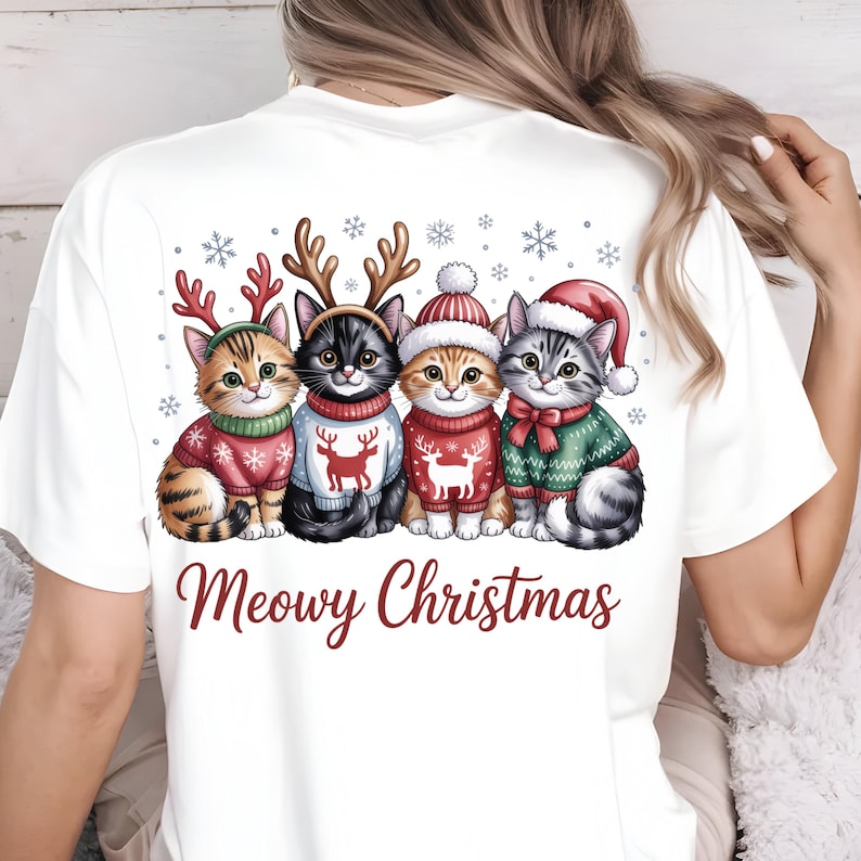 Meowy Christmas Cat PNG: Holiday Sweater Clipart (digital Download) - Etsy