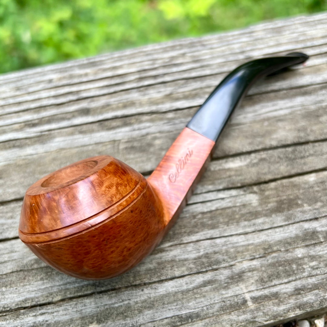 NOS UNSMOKED Cellini Corsican Briar 549 Smooth Bent Bulldog Estate Pipe ...