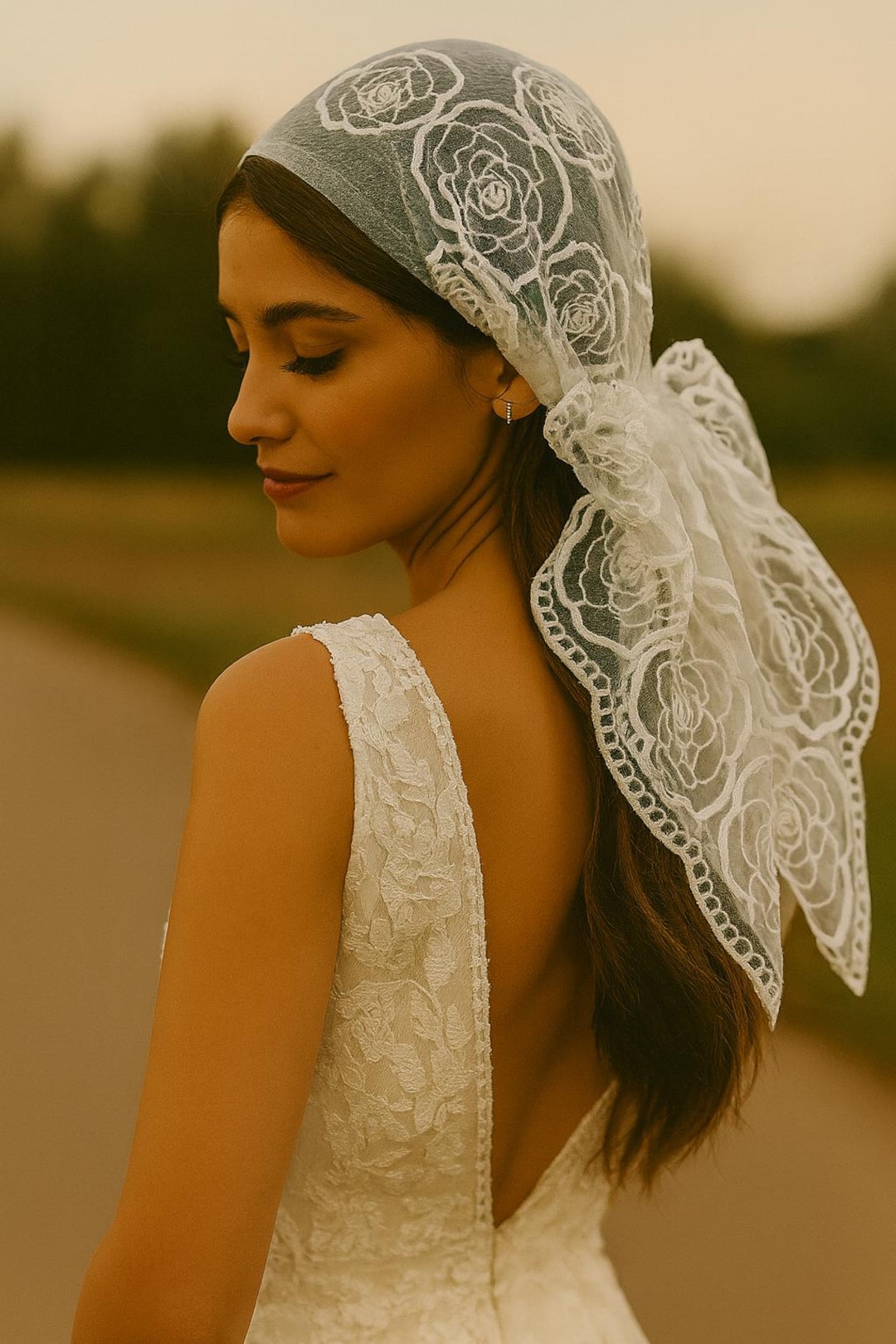 Bridal Lace Headscarf - White Lace Bandana for Bride, Wedding Hair ...