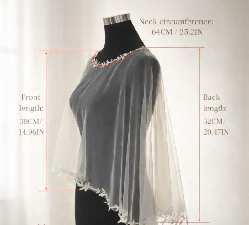 Wedding Dress Overlay – Sheer Tulle Capelet With Floral Lace Shoulders ...