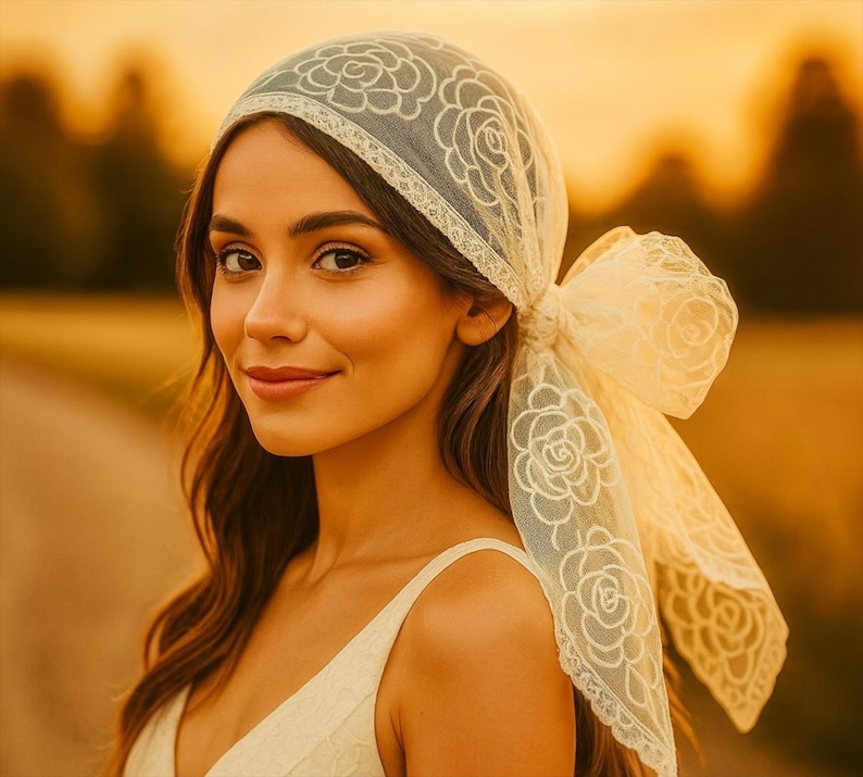 Bridal Lace Headscarf - White Lace Bandana for Bride, Wedding Hair ...