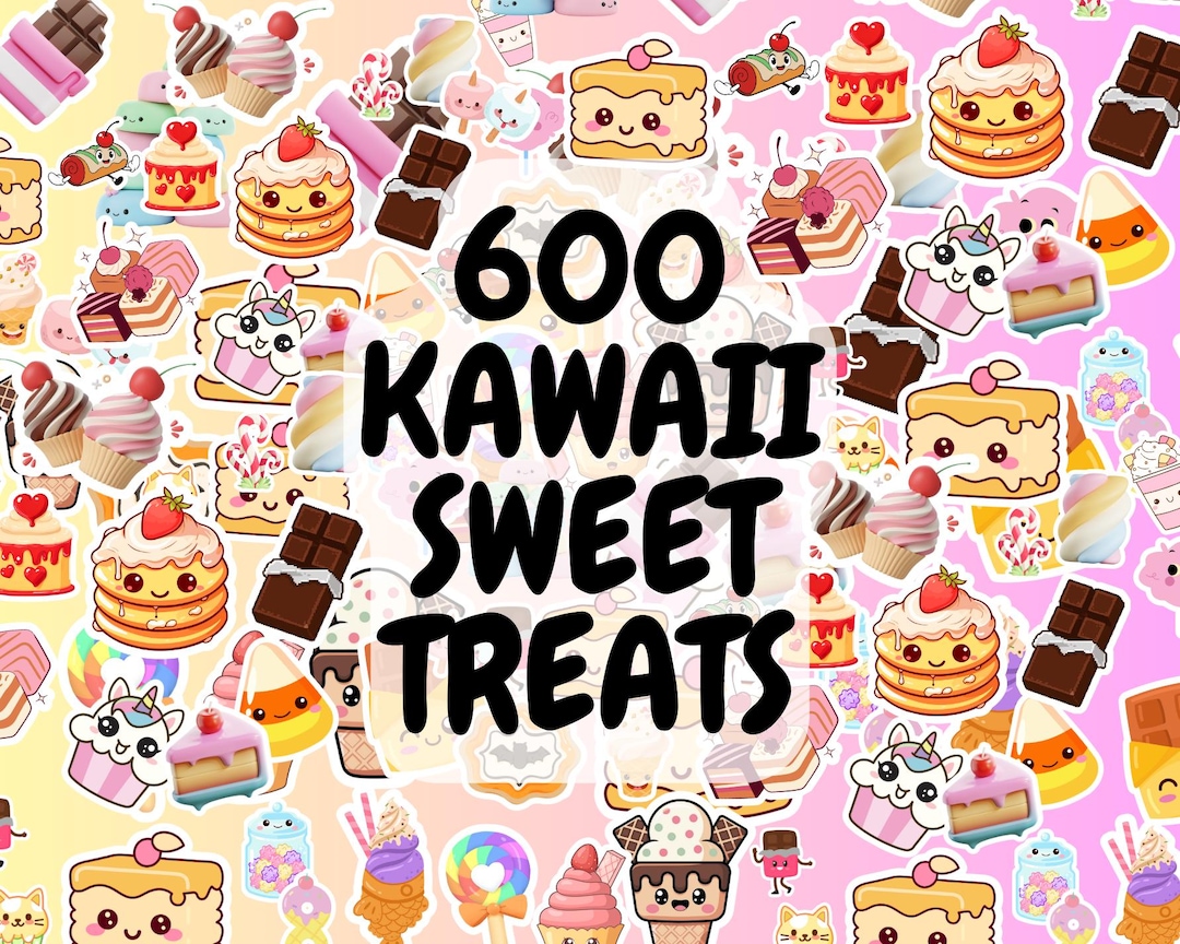 Kawaii Sweet Treats Cute Kawaii Pastel Clipart Bundle 600 Cute Sweet ...