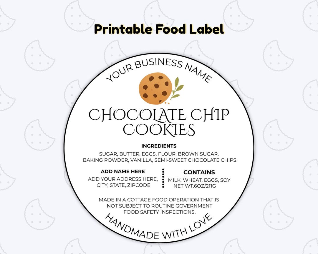 Editable Cottage Food Label Template Canva Printable Food Label ...