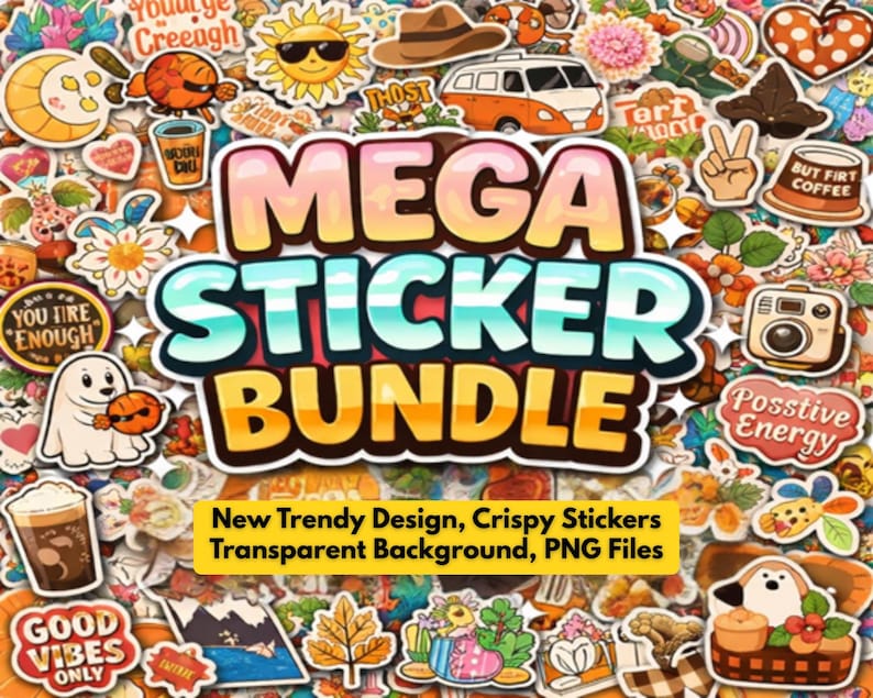 Mega Sticker Bundle Digital Stickers PNG Bundle Printable Planner ...
