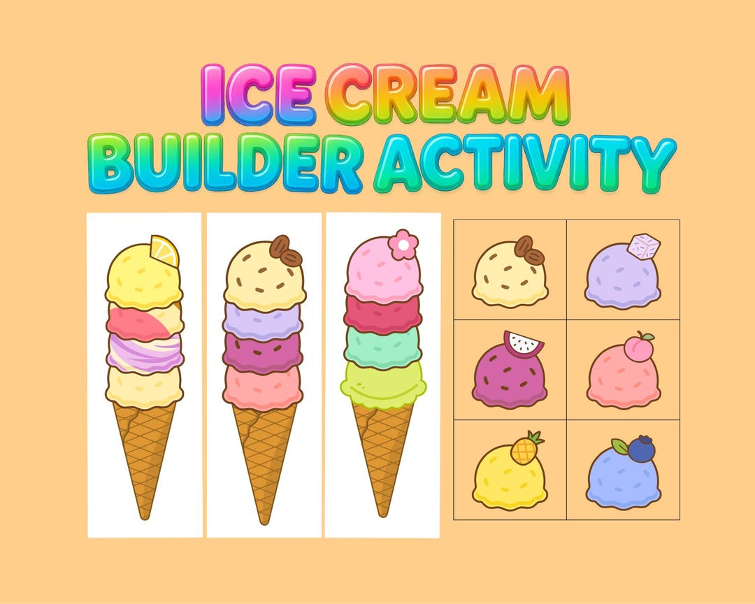 Ice Cream Game Printable Montessori Toddler Activity Preschool Learning ...
