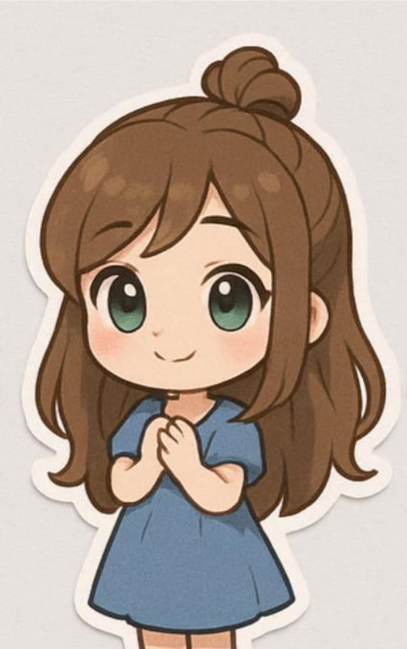 Kawaii Girl Sticker Cute Anime Girl Sticker Chibi Pastel Aesthetic ...