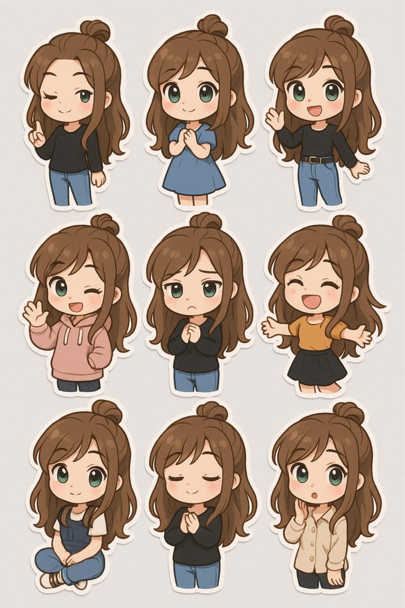 Kawaii Girl Sticker Cute Anime Girl Sticker Chibi Pastel Aesthetic ...