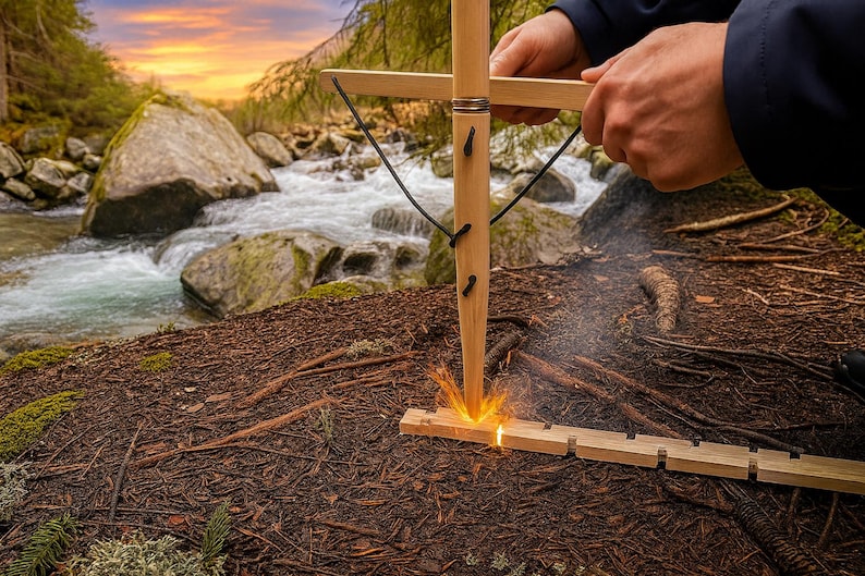 Fire Pump Drill – Traditional Friction Fire Starter Kit With Natural ...