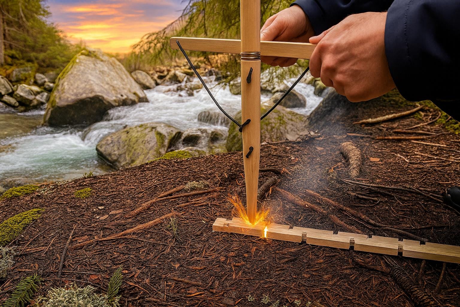 Fire Pump Drill – Traditional Friction Fire Starter Kit With Natural ...
