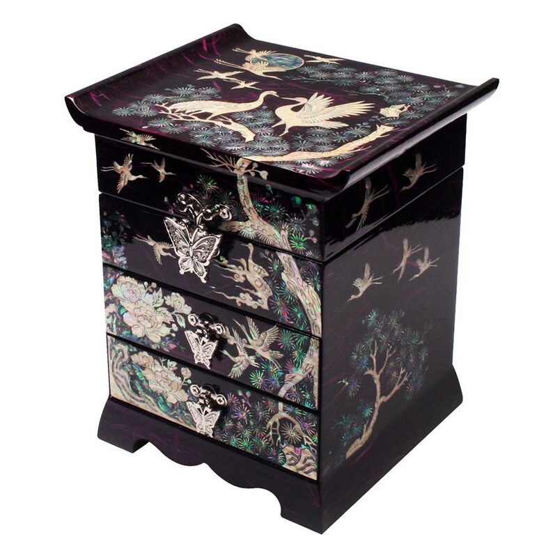 Mother of Pearl Inlay Jewelry Box: Korean Najeonchilgi Wood Keepsake - Etsy