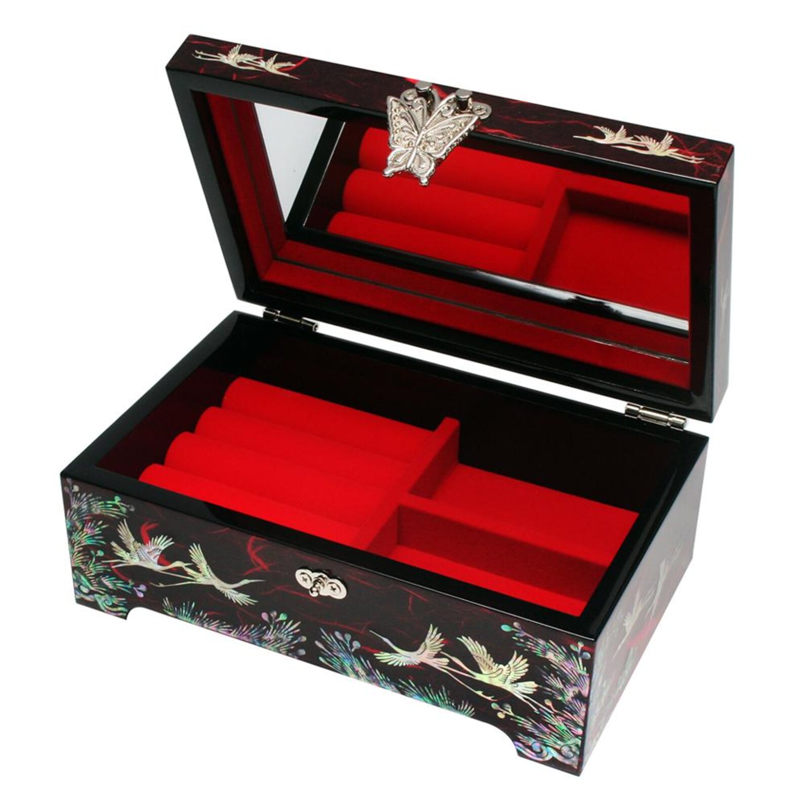 Mother of Pearl Inlay Jewelry Box: Korean Najeonchilgi Bird Pine Design ...