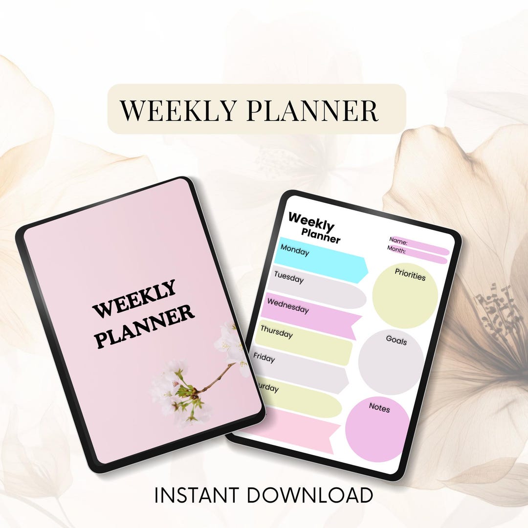 Minimal Weekly Planner Printable: Productivity PDF Template (digital ...
