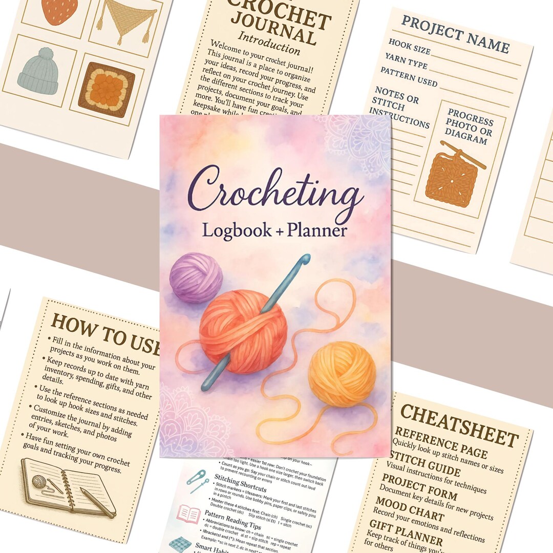 Crochet Logbook + Planner, Yarn Inventory Tracker (digital Download) - Etsy