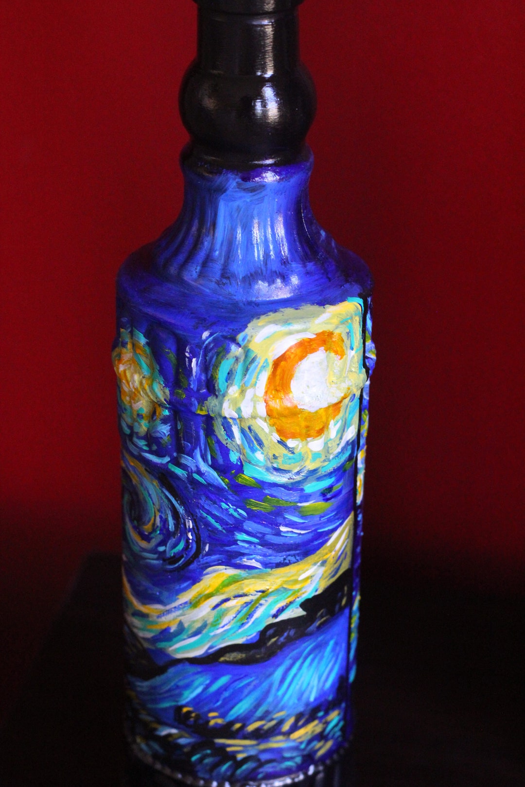 Hand Painted Starry Night Recycled Bottle Decoration - Etsy