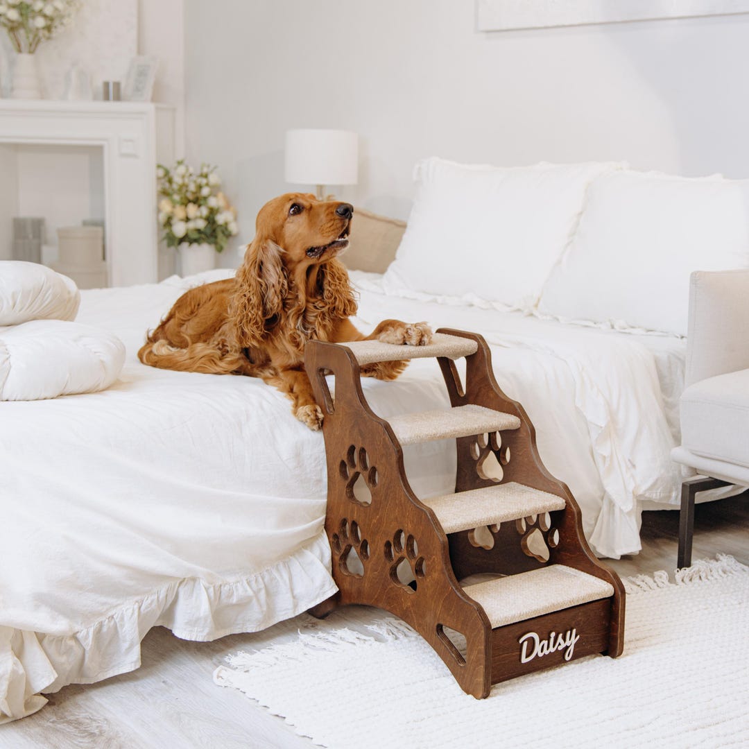 Custom Wooden Pet Stairs With Name – Dog Steps for Bed or Couch - Etsy