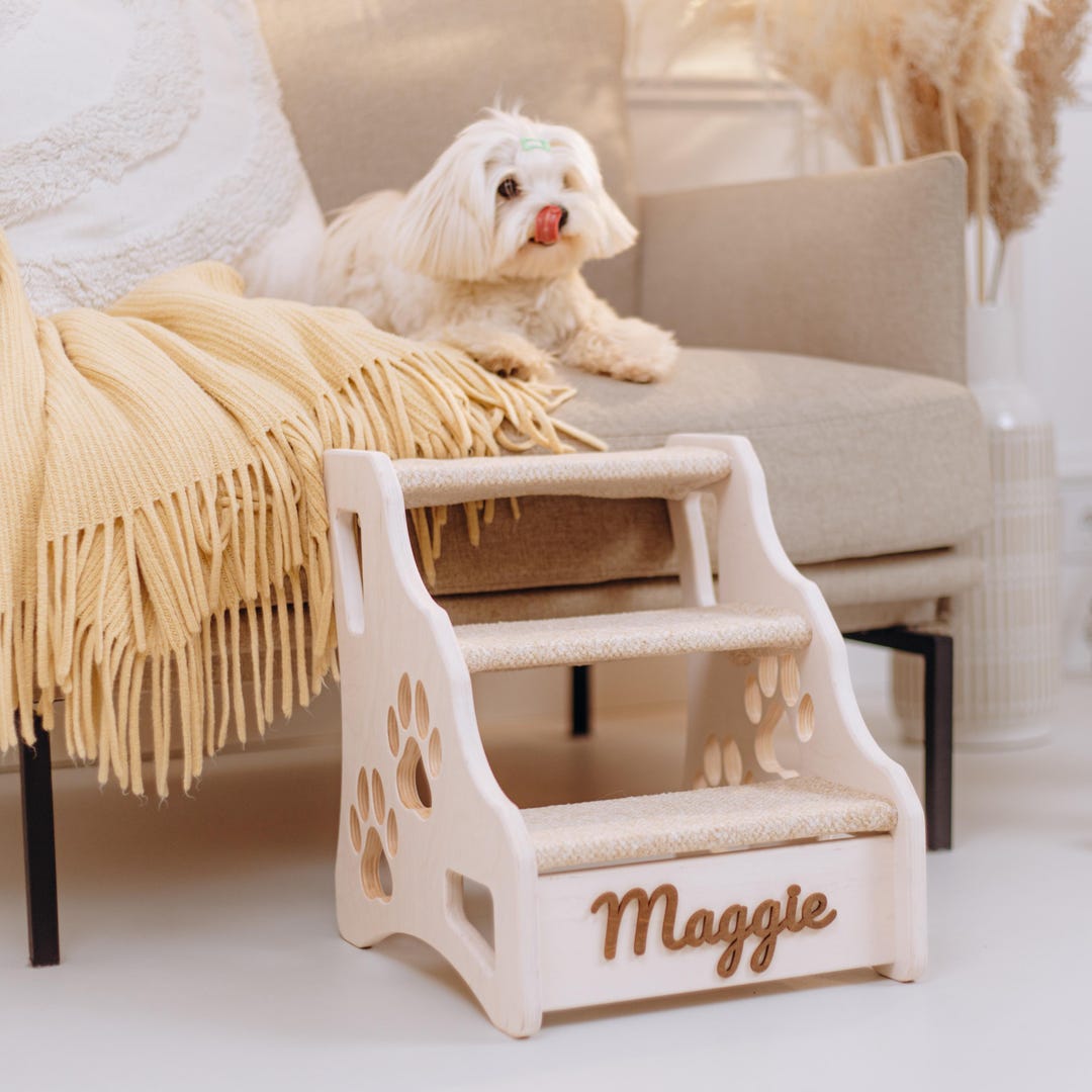 3/4 Step Stairs for Small Dogs - Personalized Pet Stairs - Wooden Dog ...