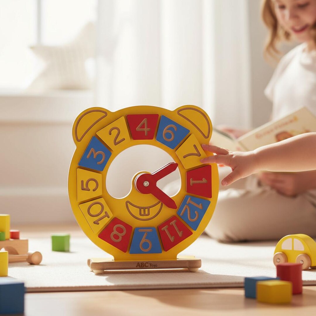 Montessori Wooden Teaching Clock, Learn to Tell Time Educational Toy ...