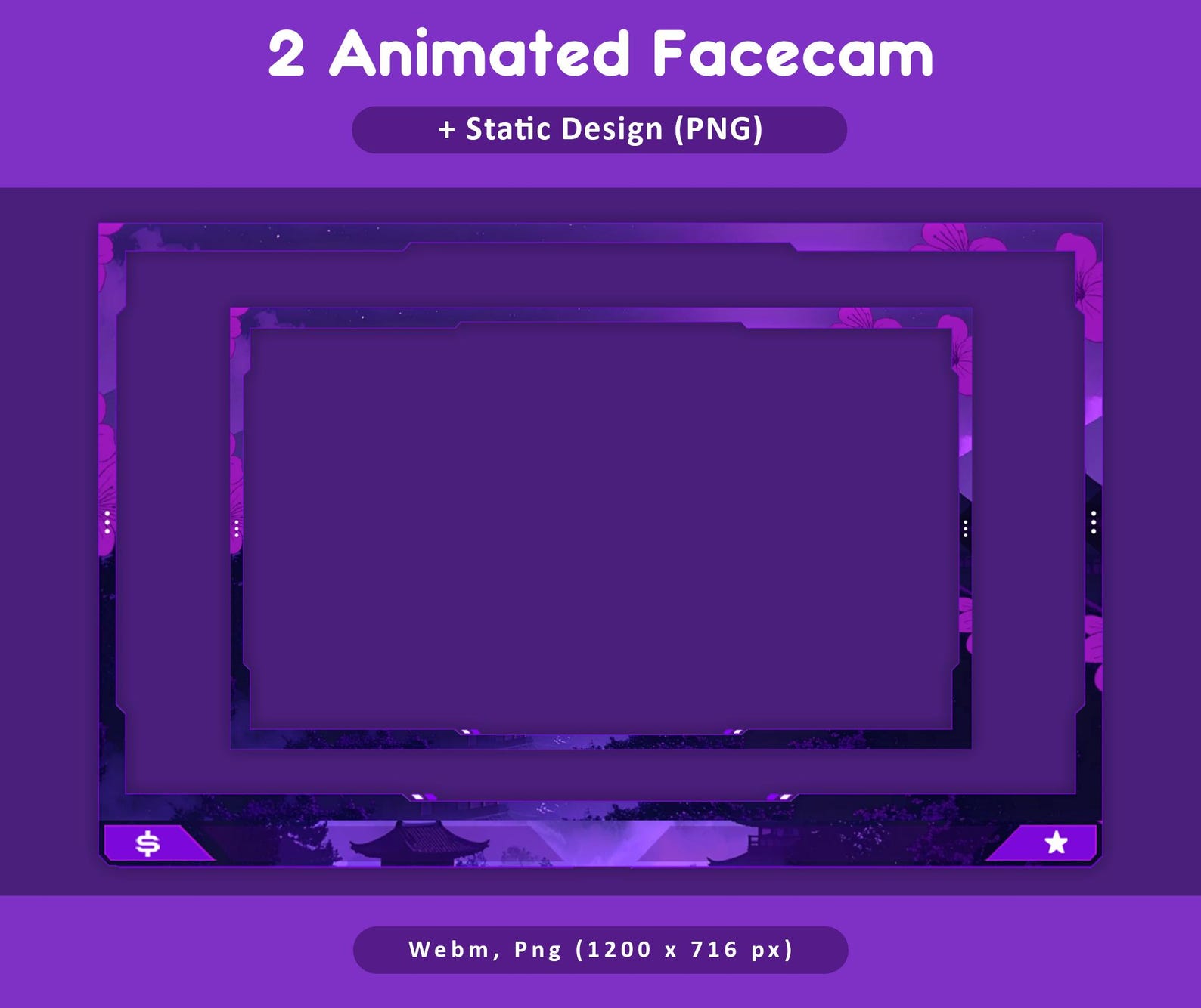 Purple Moon Sakura Animated Tiktok Stream Overlay Package, Tiktok ...