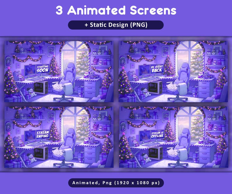 Purple Cat Overlay Animated Stream Pack | (twitch/youtube/kick) | Cats ...