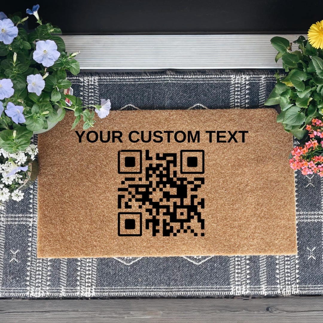 Custom QR Code Coir Doormat: Personalized Welcome Mat - Etsy