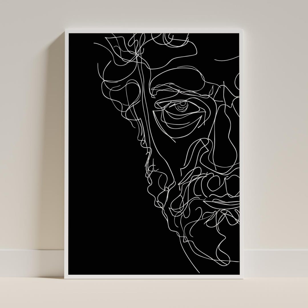 One Line Portrait Black and White Minimalist Wall Art Greek Mythology ...