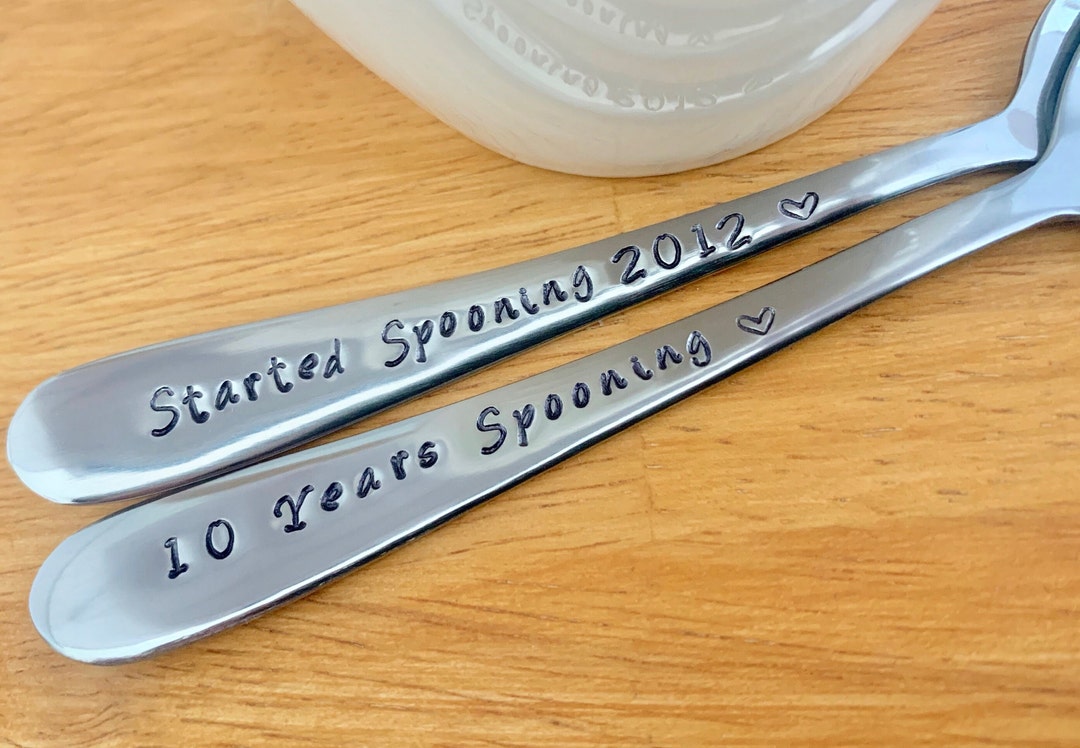 2 X Custom Spoons, Anniversary Gift,personalised Spoon,spooning,hand ...