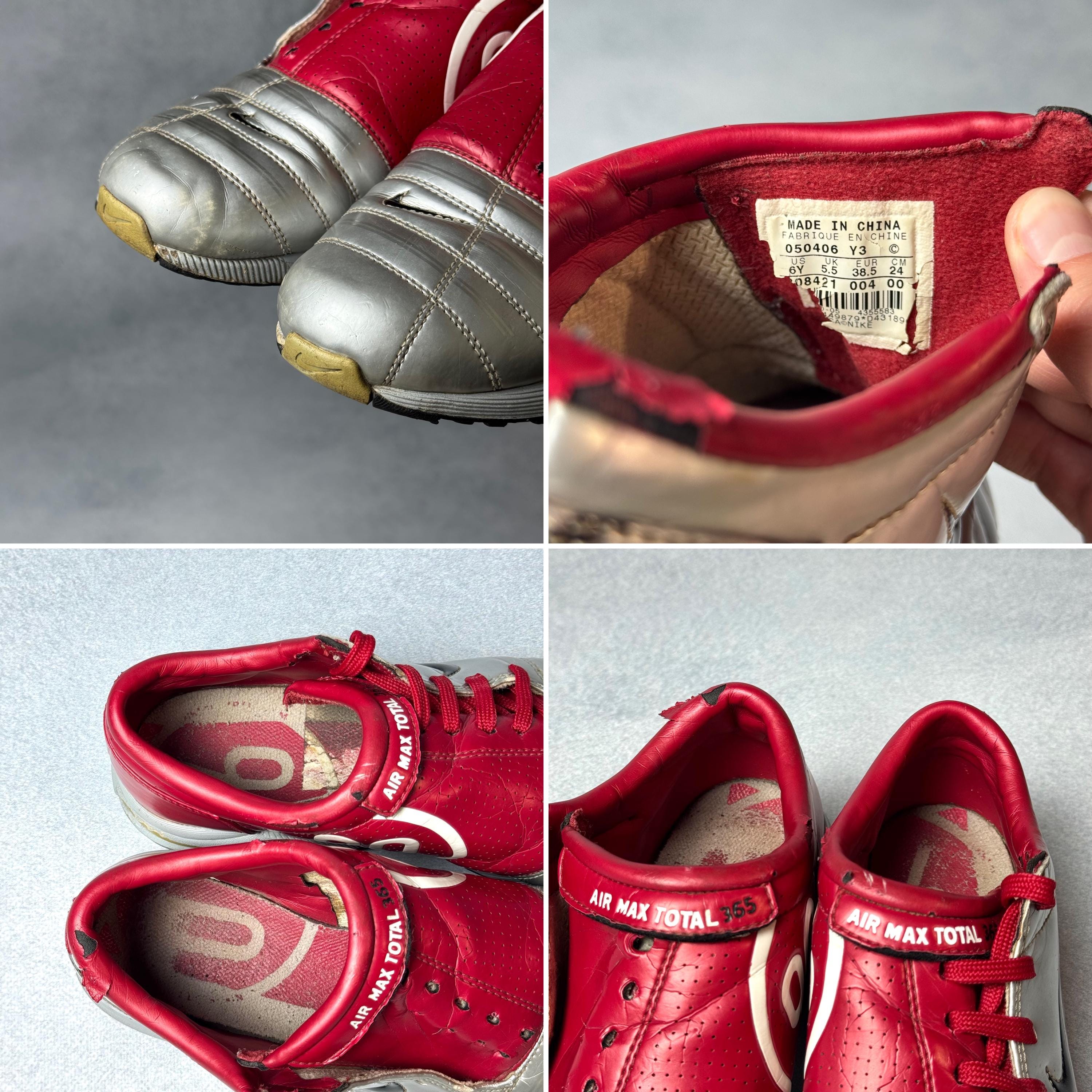 Rare Vintage Nike Air Max Total 365 Shoes Trainers Red Football Size 38 ...