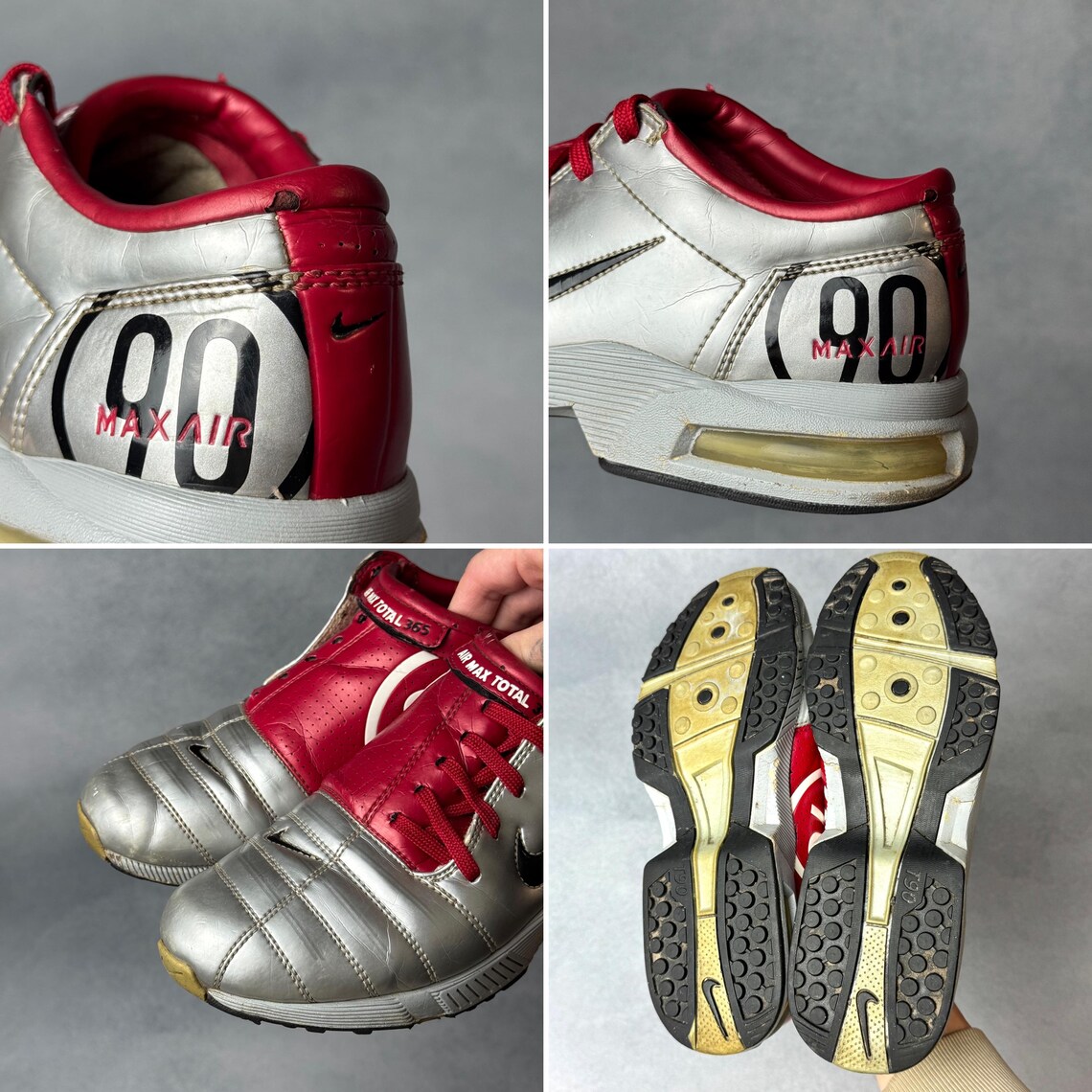 Rare Vintage Nike Air Max Total 365 Shoes Trainers Red Football Size 38 ...