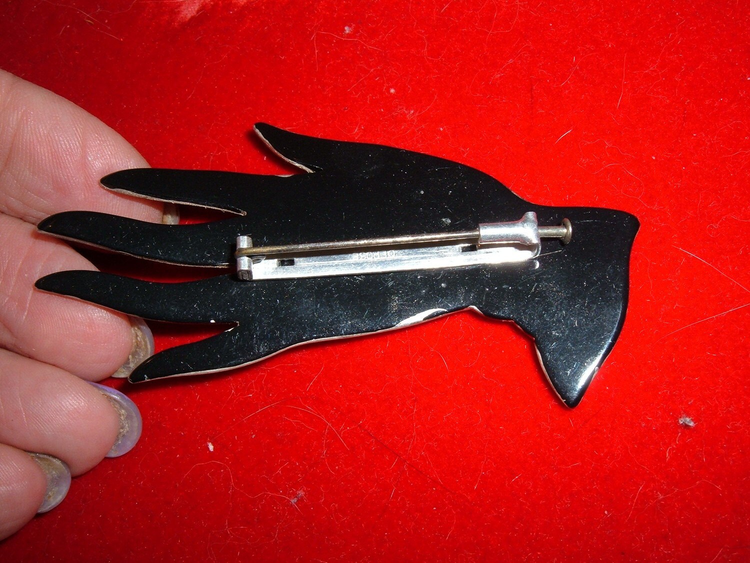 Vintage Painted Silver Galalith Hand Shape Pin Art Deco - Etsy