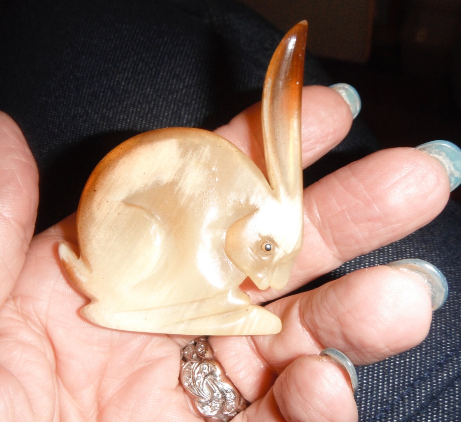 Vintage Carved Horn Bunny Rabbit Pin Brooch Long Ear - Etsy