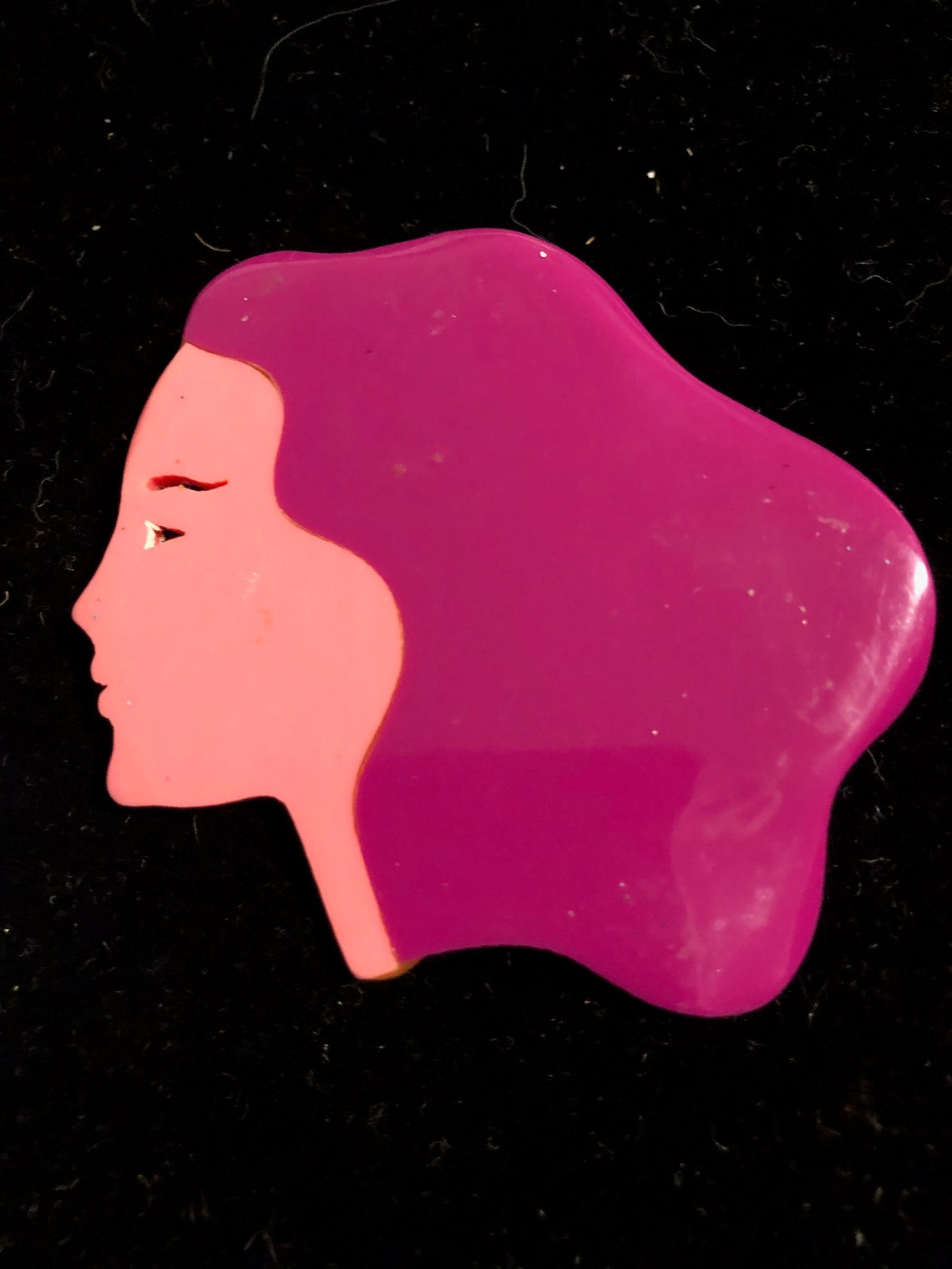 Woman Face Paris Pin Brooch Flowing Hair Hot Pin Galalith - Etsy