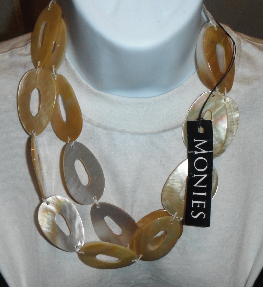 Bib Necklace Monies Gerda Lynggaard Mother of Pearl Shell - Etsy