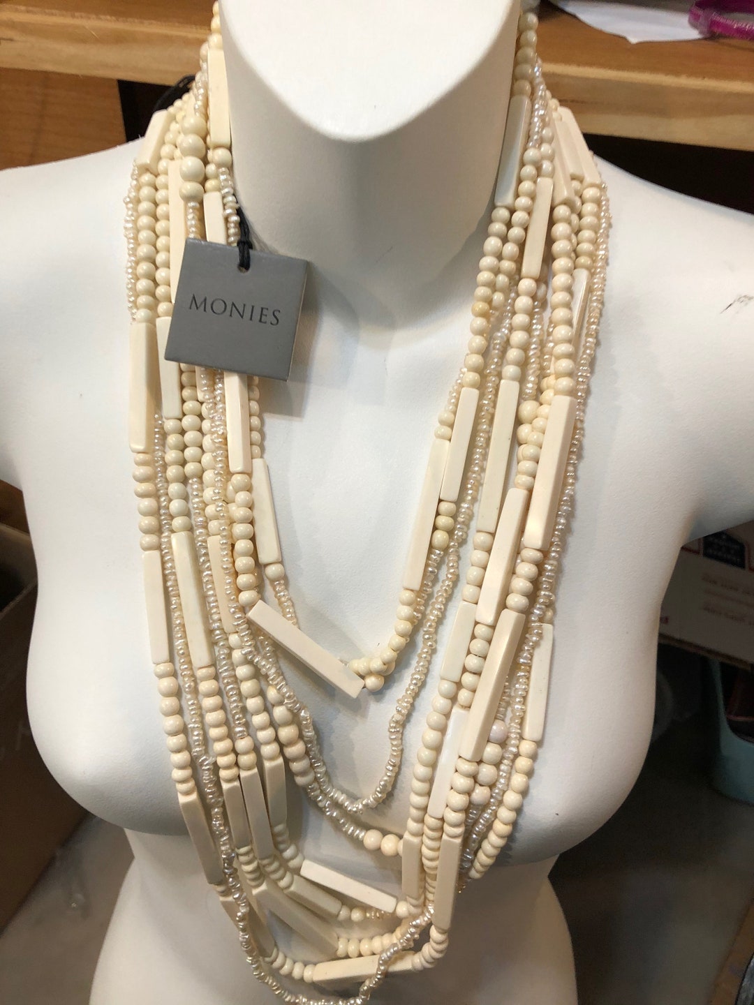 Gerda Lynggaard Monies Massive Bone Seed Pearls Bib Necklace Multi ...