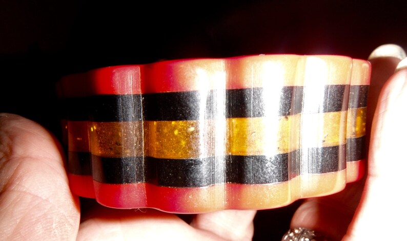 Rare Scalloped Laminated Stardust Red Black Bakelite Bangle Bracelet - Etsy