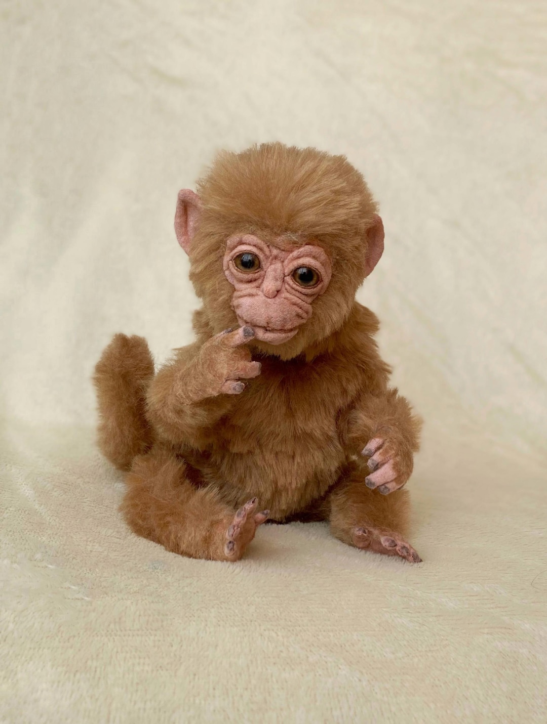 Ready to Ship Realistic Faux Fur Monkey Toy: Hand-sewn Posable Plush - Etsy