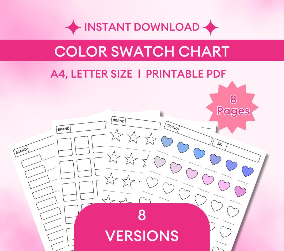 Blank Color Swatch Chart: Test Sheets Printable (PDF) - Etsy Canada