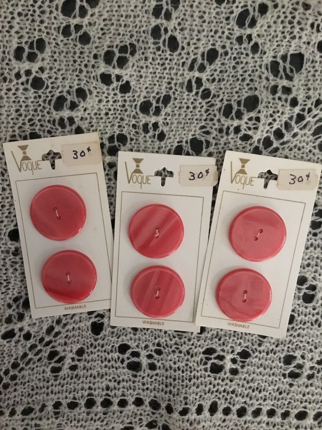 Vintage Vogue Buttons, Rose Marble - Etsy