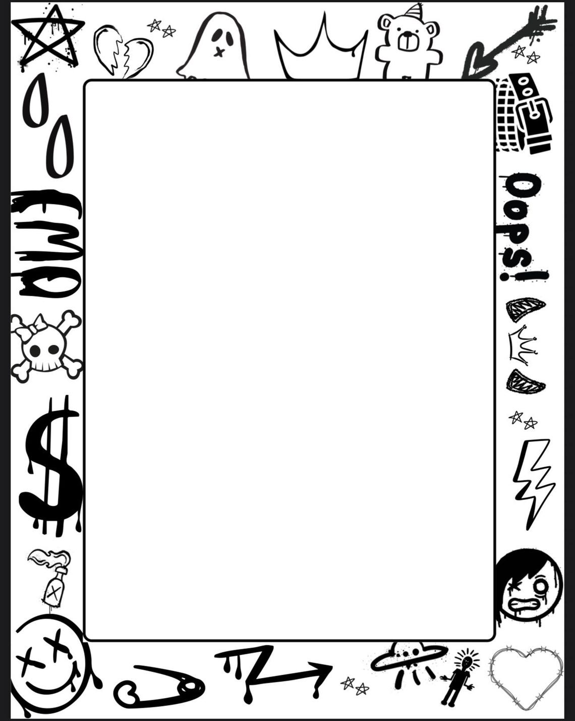 Emo Goth Printable Border | Digital Scrapbook Frame | DIY Planner Page ...