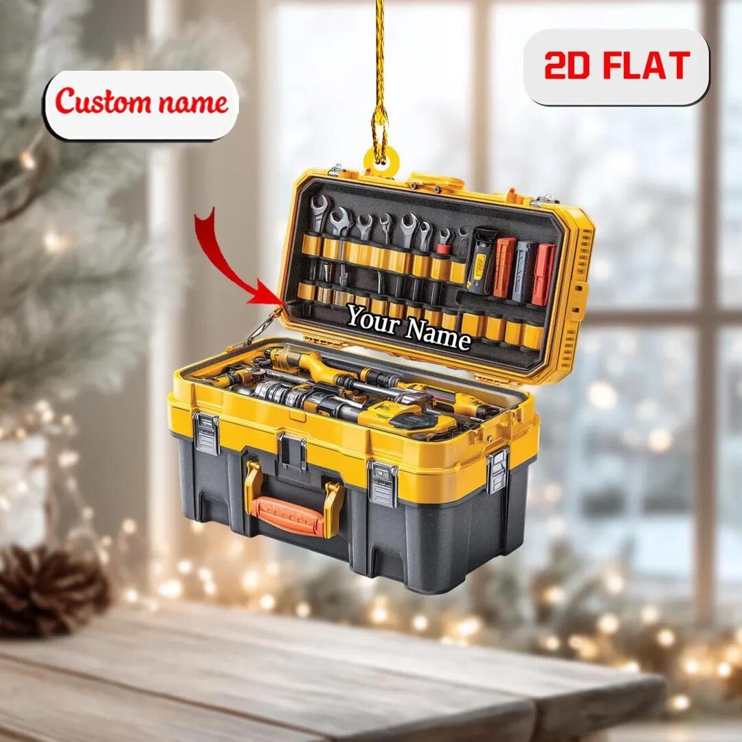 Personalized Toolbox Ornament 2D, Flat Christmas Home Decor, Handyman ...