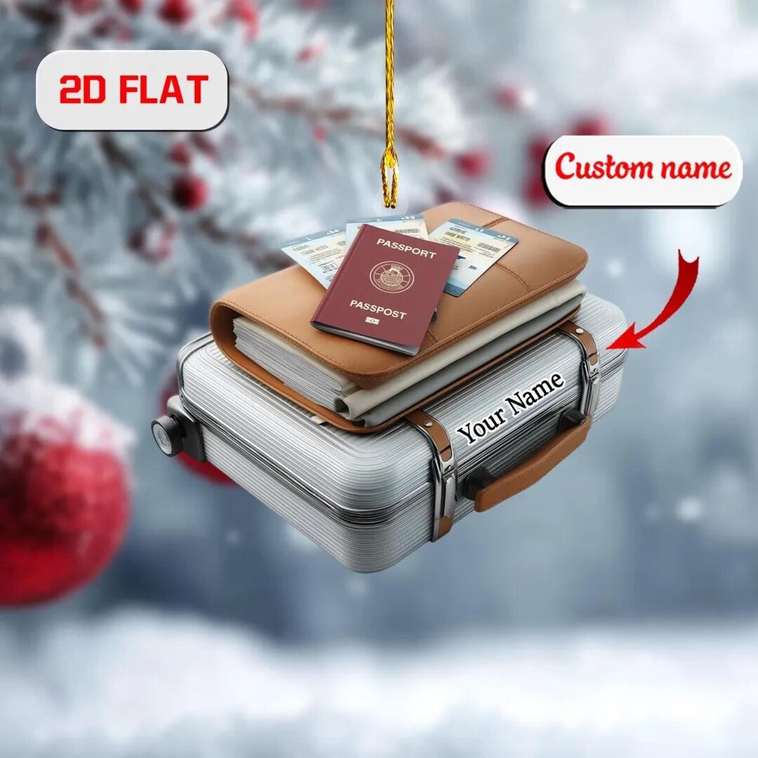 Personalized Luggage Passport Ticket Ornament, Christmas Home Decor ...
