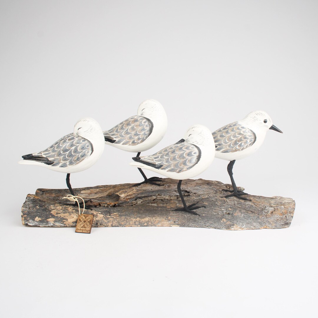 Hand Carved Sanderling Bird Block on Driftwood - by Archipelago - Etsy