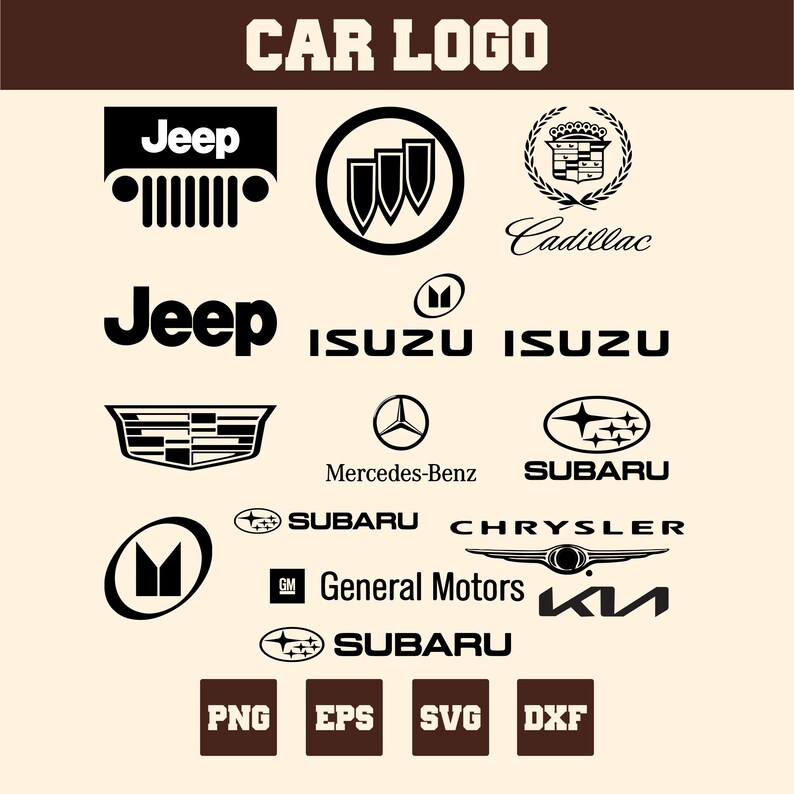 Car Logo Bundle Svg Png Eps Dxf | Jeep Cadillac Isuzu Mercedes Subaru ...
