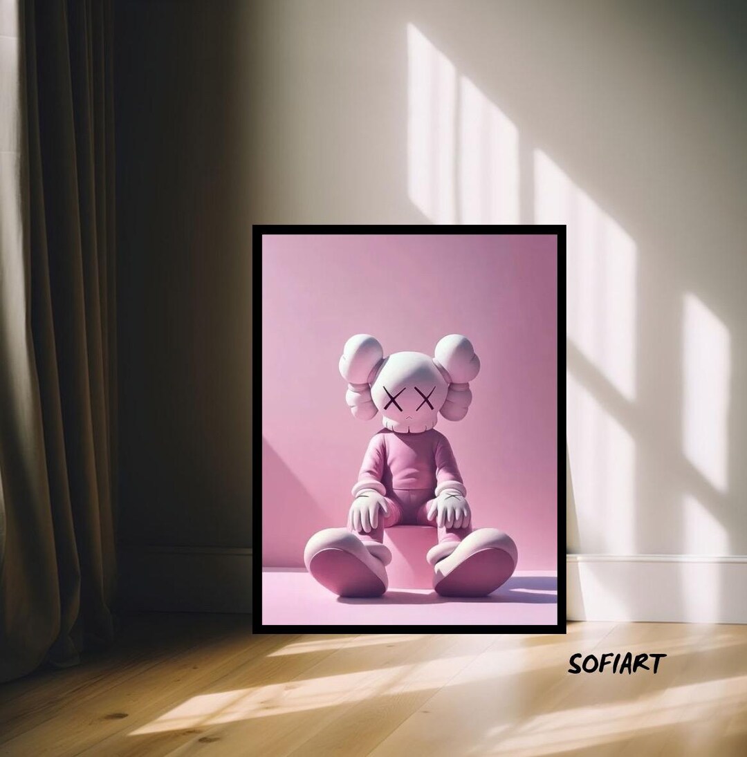 Painting Kaws Pink KAWS Hypebeast Kaws Figure,kaws Art Decor,kaws Wall ...