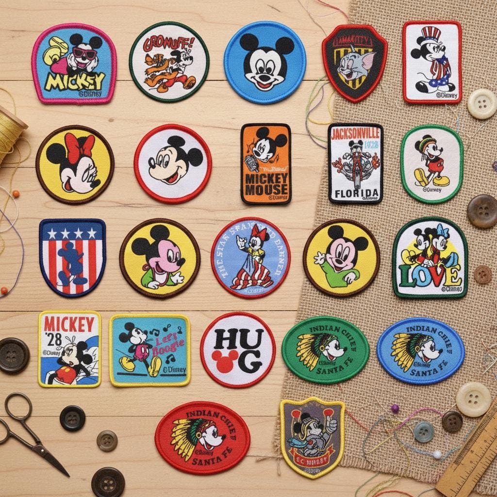 Disney Mickey Cartoon Vintage Patches Embroidery, Mickey and Friend ...