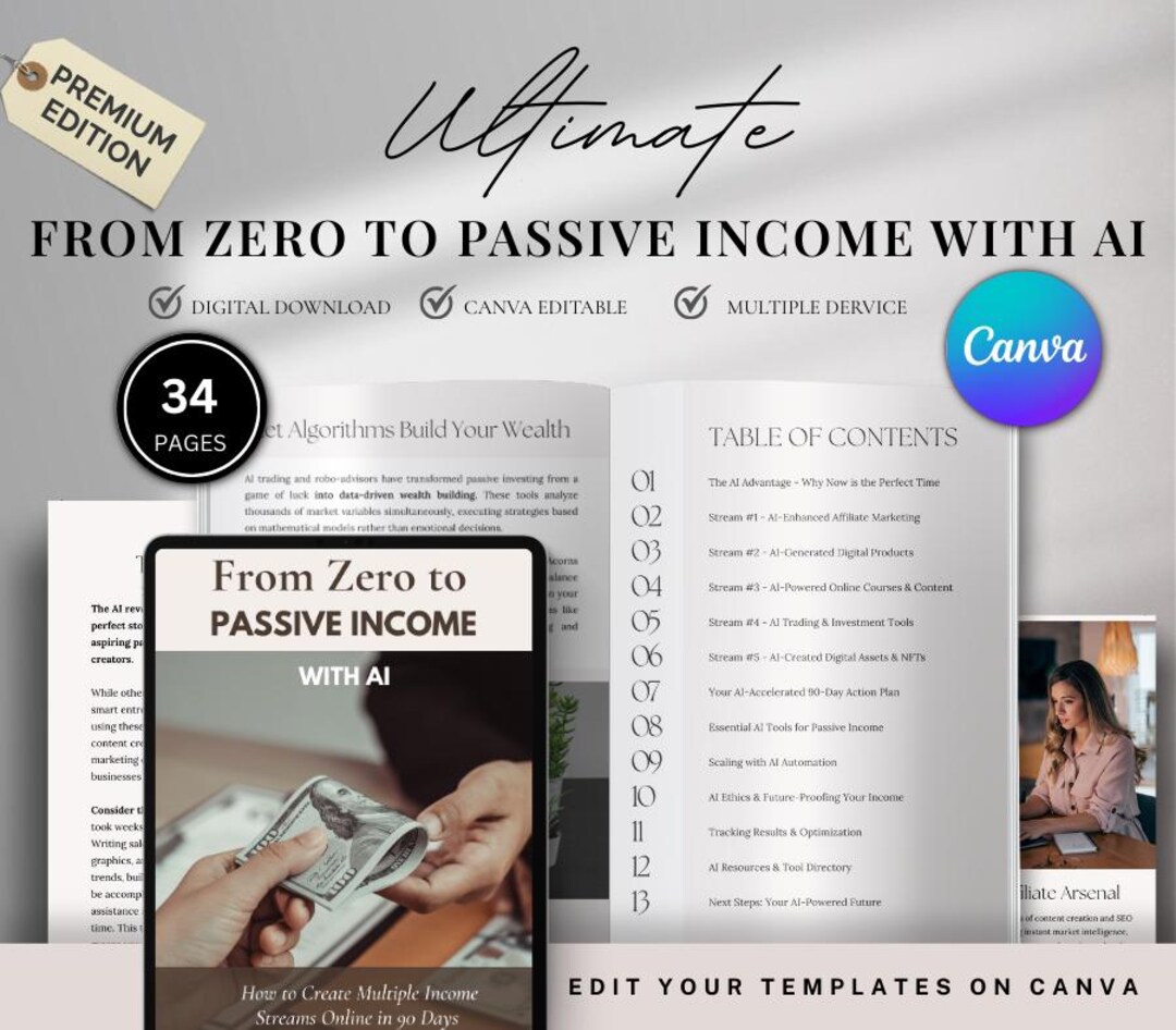 Passive Income With AI Book: Financial Freedom Guide (digital Download ...