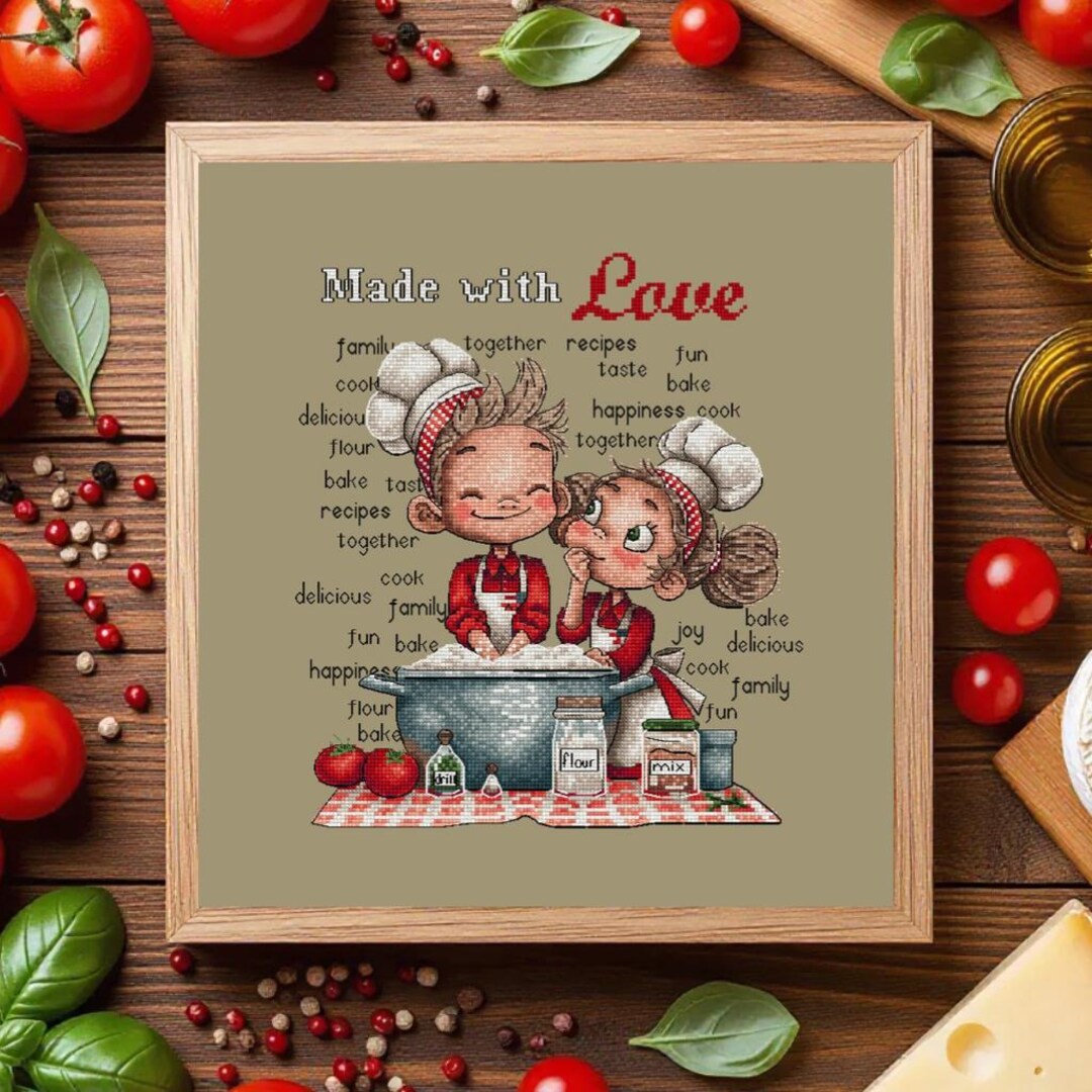 Cooking Couple Cross Stitch Pattern – Bake Me Love (PDF Pattern) - Etsy