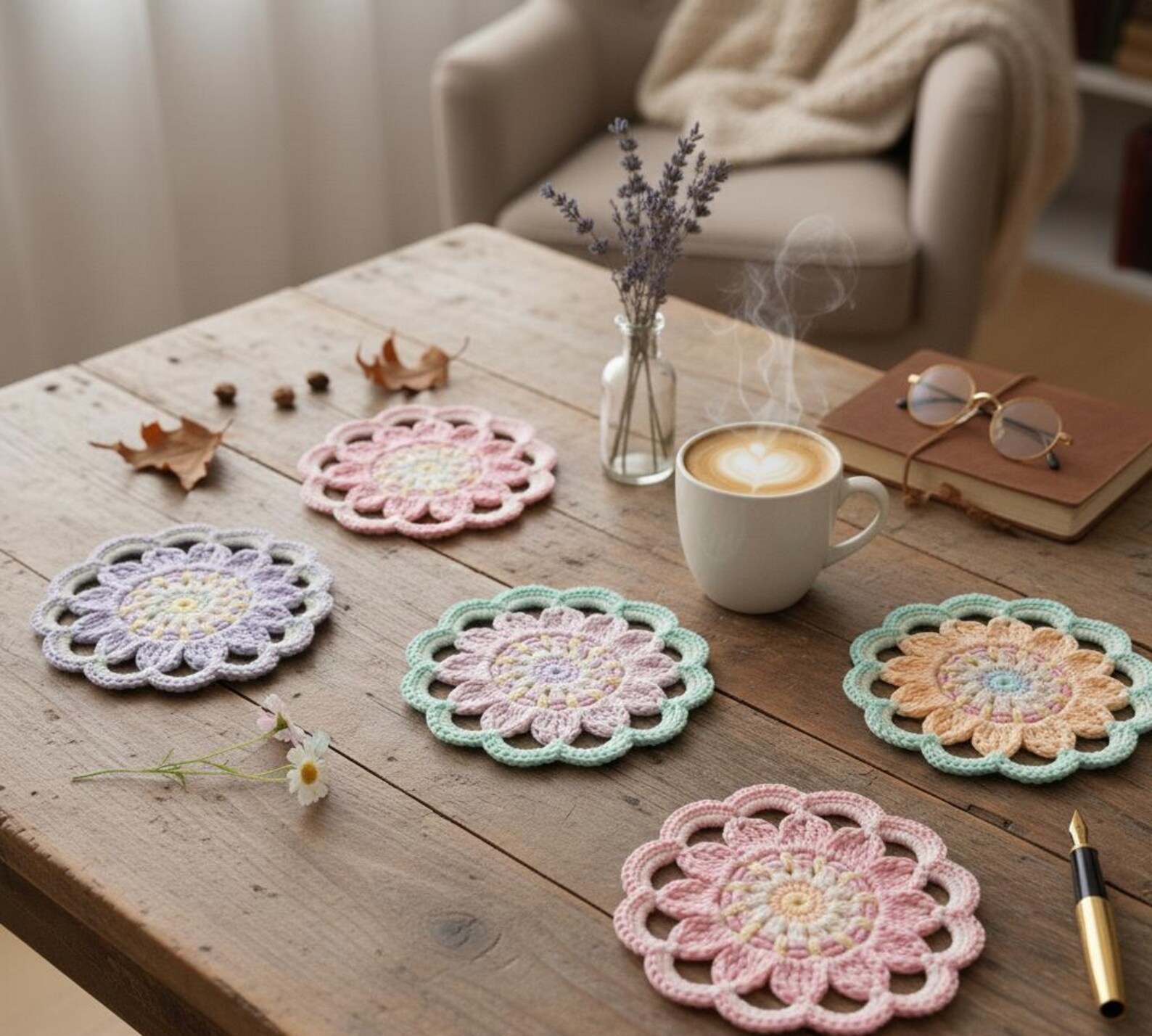 Flower Coaster Crochet Pattern | DIY Crochet Coasters | Handmade Gift ...