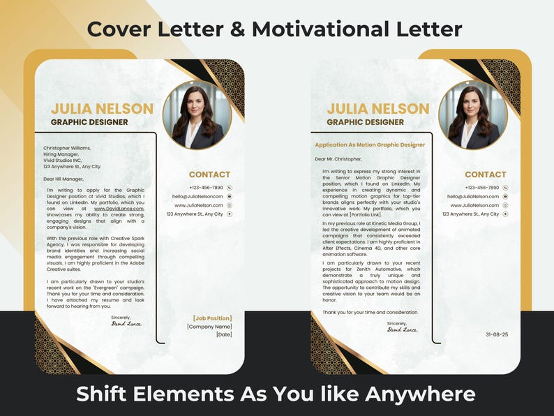 Resume Templates Professional | Editable CV Template, Cover Letter ...