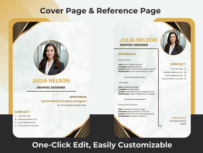 Resume Templates Professional | Editable CV Template, Cover Letter ...